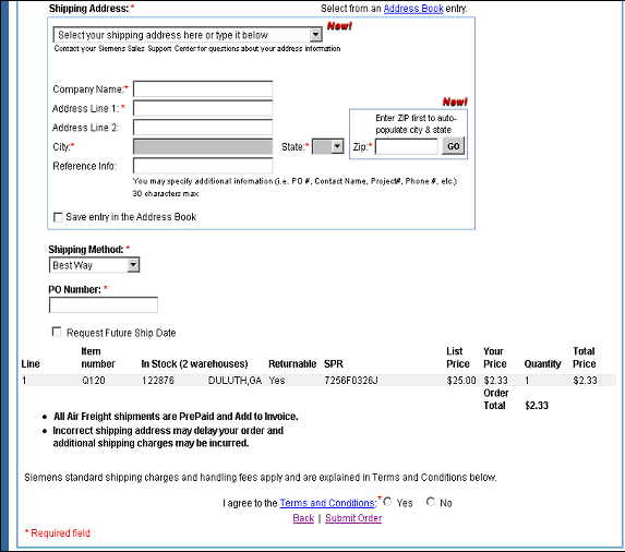 Submitting Your Order